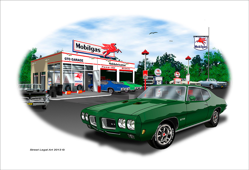 1970 Pontiac GTO Muscle Car Art Print - 7 colors | eBay