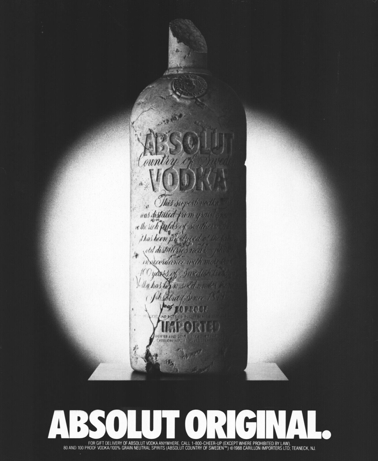 ABSOLUT ORIGINAL Sculpture Vodka Bottle Photo ~ VINTAGE PRINT AD ~ 1990 ...
