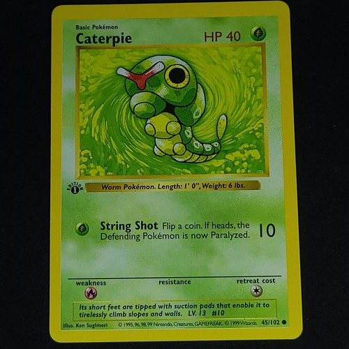 1999 MINT POKÉMON 1ST EDITION SHADOWLESS CATERPIE WOTC BASE SET 45/102 ...