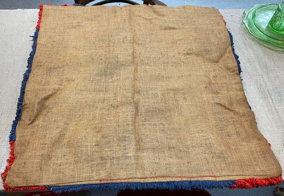 Vintage Primitive Amish Women Churning Crocheted Rug 30 1/2" X 30 1/2 ...