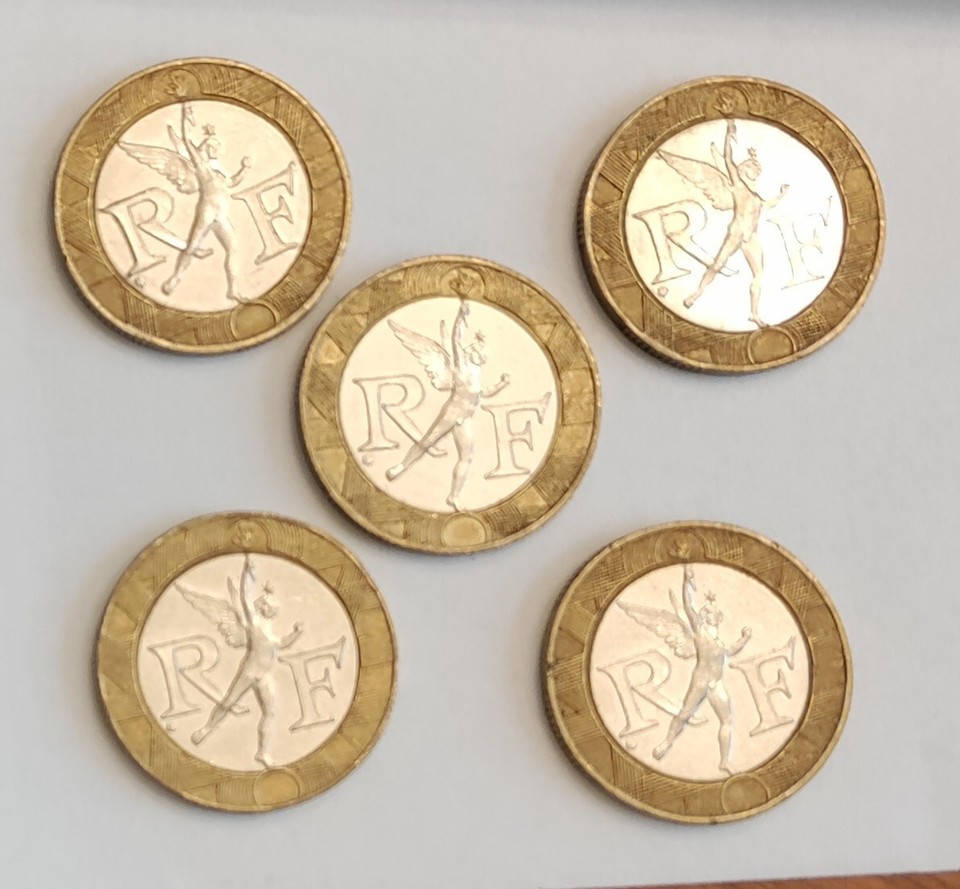 Lot of 5 Five 10F RF Coins 1988-1992 LIBERTE EGALITE FRATERNITE ...