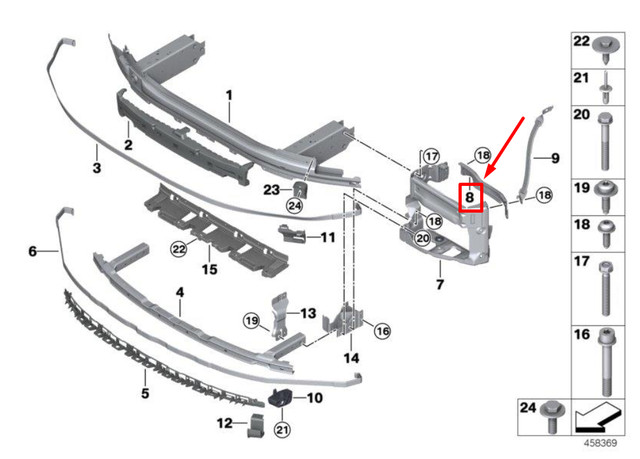 BMW Front Bumper cross-Brace Rear Left Crossbrace 5er G30 7er G11 ...