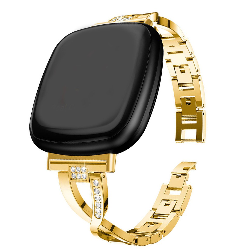 For Fitbit Versa 2 3 4 Sense Bling Diamond Stainless Steel Watch Band ...