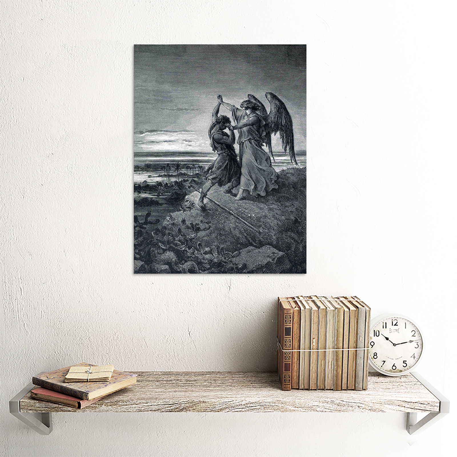 GUSTAVE DORE JACOB WRESTLING WITH ANGEL 1866 DORE OLD ART PAINTING ...