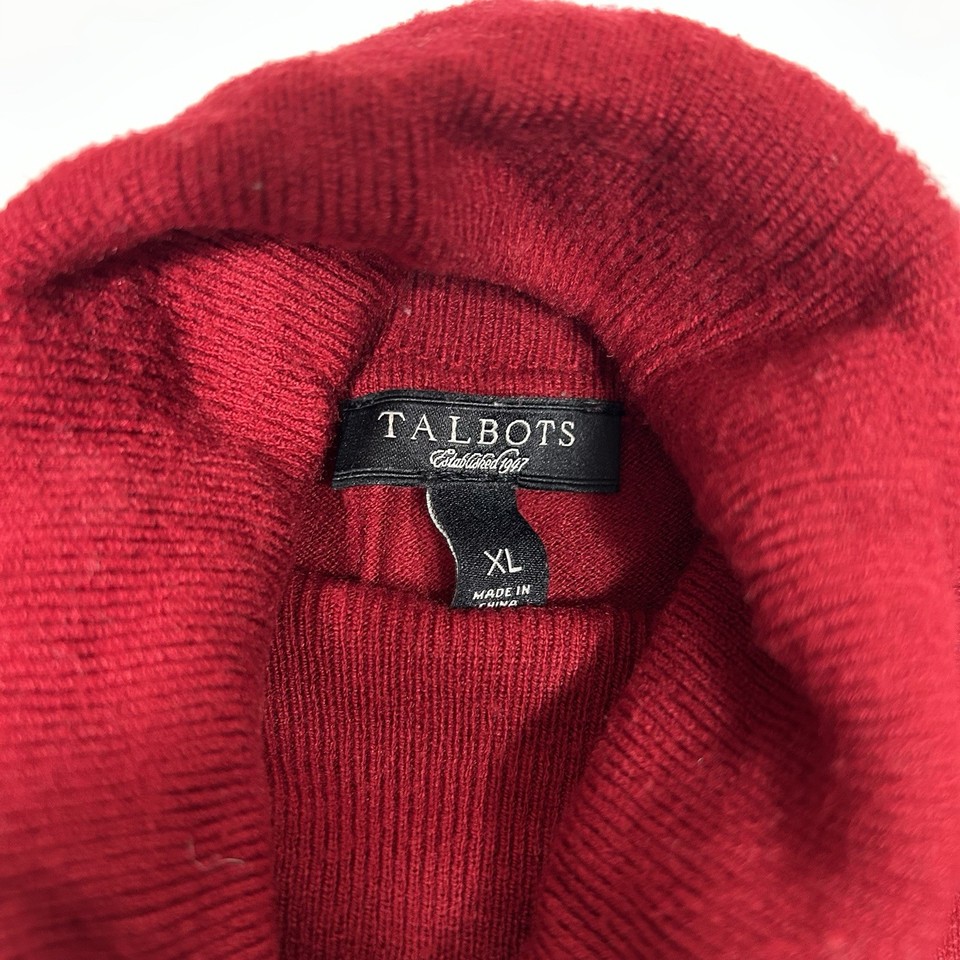 Talbots Woman Turtleneck Sweater Red Long Sleeve Pullover Rayon Nylon ...