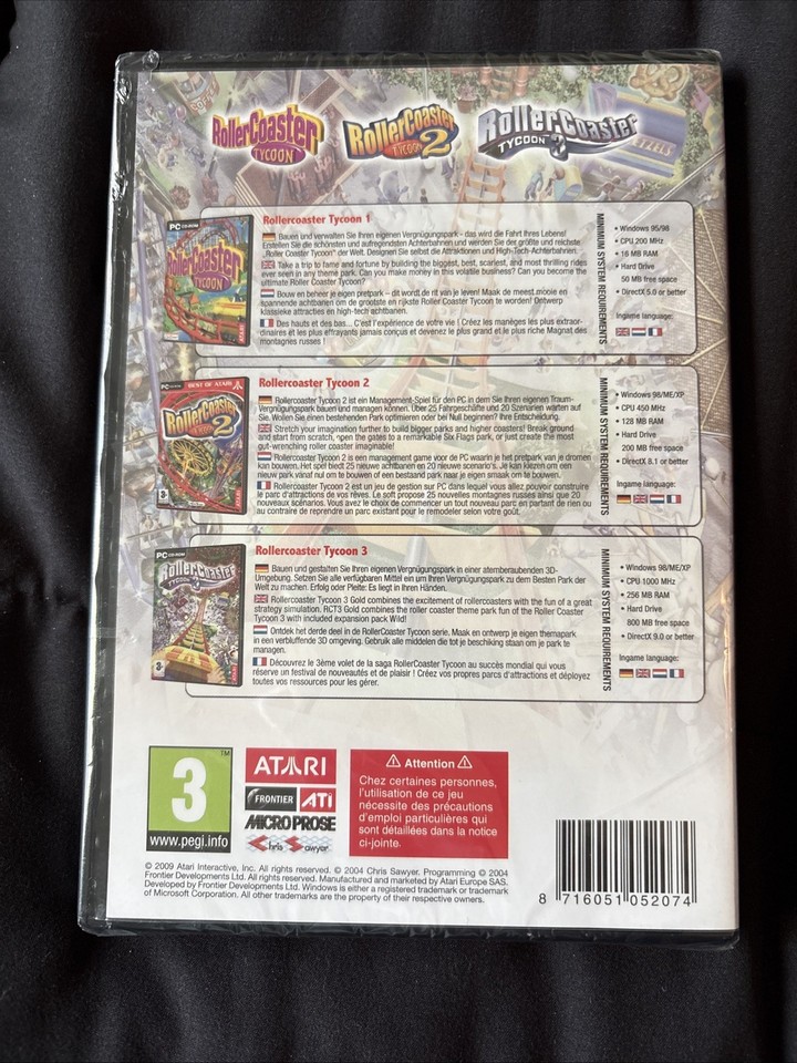PC CD-ROM Roller Coaster Tycoon 1, 2, & 3 PC 3 Pack 3 Disc Factory ...