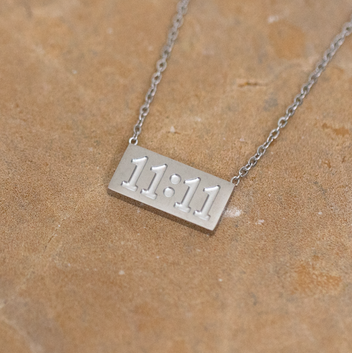11:11 Angel Number Lucky Symbol Necklace Silver Stainless Steel ...