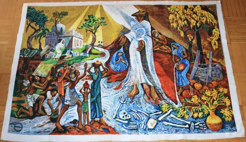 HUNGERTUCH FASTENTUCH Indien Bild Wandbehang Misereor Leben Wasser ...