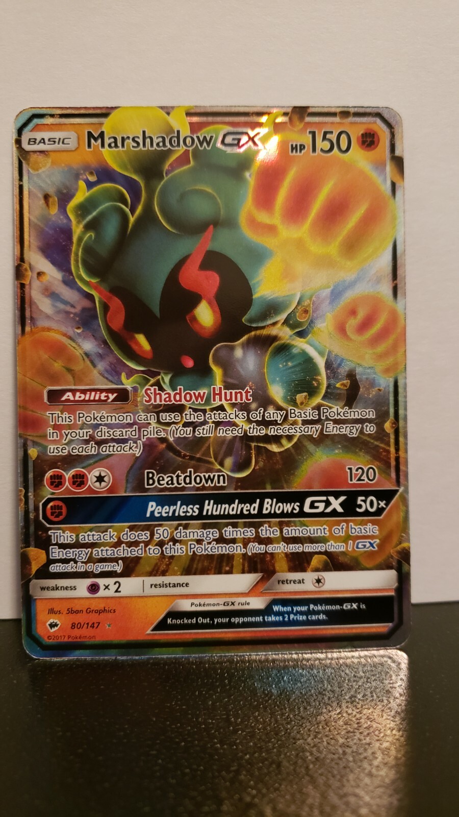 Marshadow GX 80/147 Burning Shadows Set ULTRA RARE Pokemon Card NEAR ...