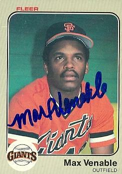 Max Venable autographed Baseball Card (San Francisco Giants) 1983 Fleer ...