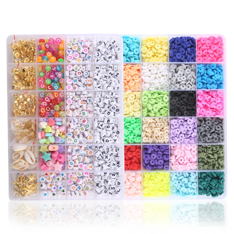 6mm 24 Grid Soft Ceramic Colored Circular Disc Bohemian Style DIY ...