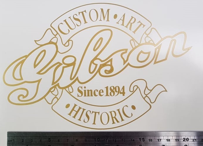 Gibson Custom Art Historic logo Guitar Vinyl Sticker Decal 210mm Wide ...