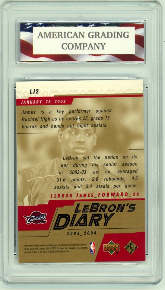 2003 Upper Deck LeBron James Rookie Card #LJ2 Diary AGC 10 Gem Mint | eBay