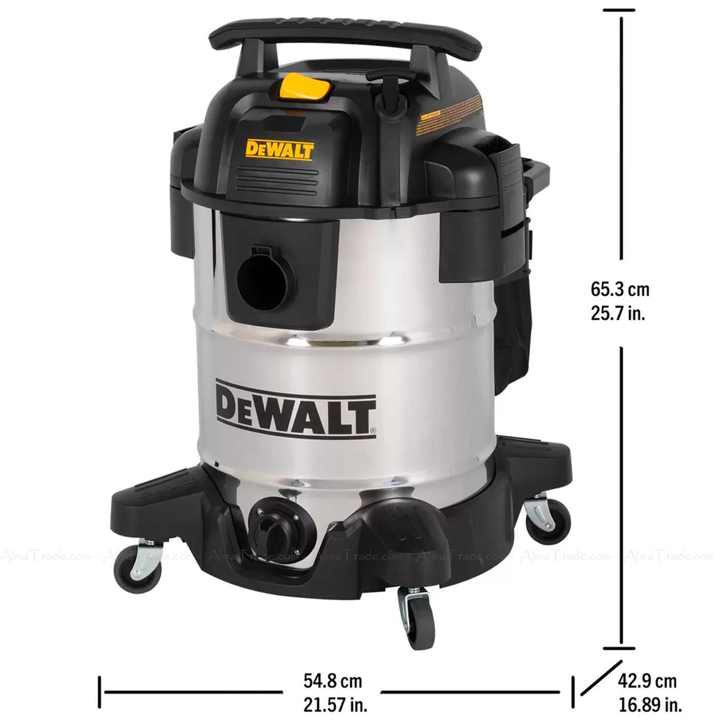 DEWALT Wet & Dry Corded Stainless Steel Vacuum Cleaner 38L with 2.1m ...
