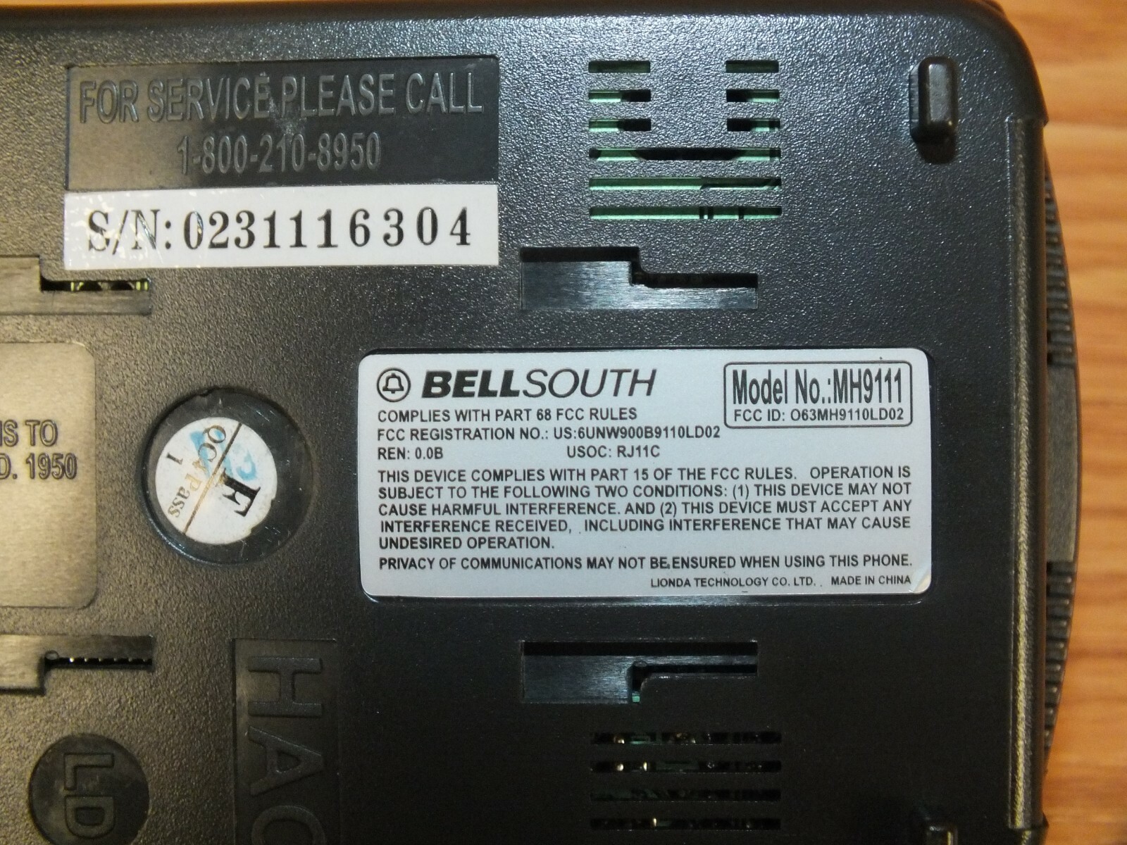 Bellsouth 900 MHz (MH9111) Red Tabletop Cordless Phone With Handset ...