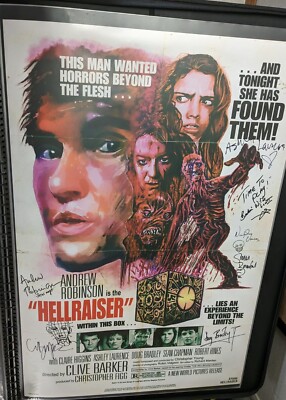 Hellraiser 27x40 Movie Poster Signed by Cast & Clive Barker w/ Pinhead ...