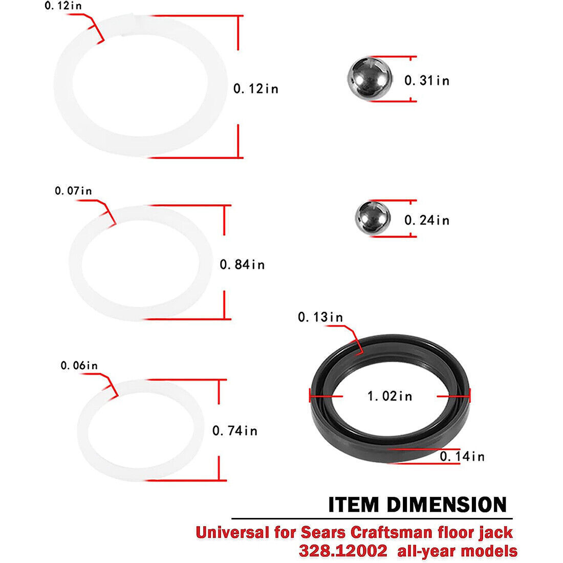 Floor Jack Seal Kit for Sears Craftsman 1.5 Ton Part 328.12001 328. ...