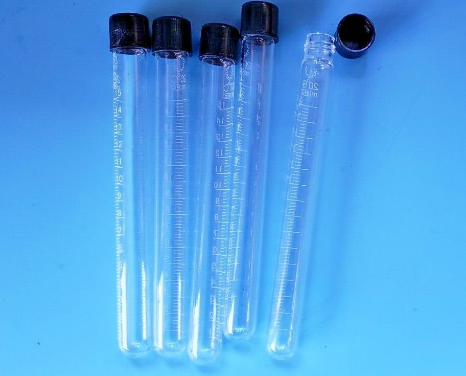 Lab TEST TUBE Round bottom screw cap scale line 5ml ( a set of 5) new ...