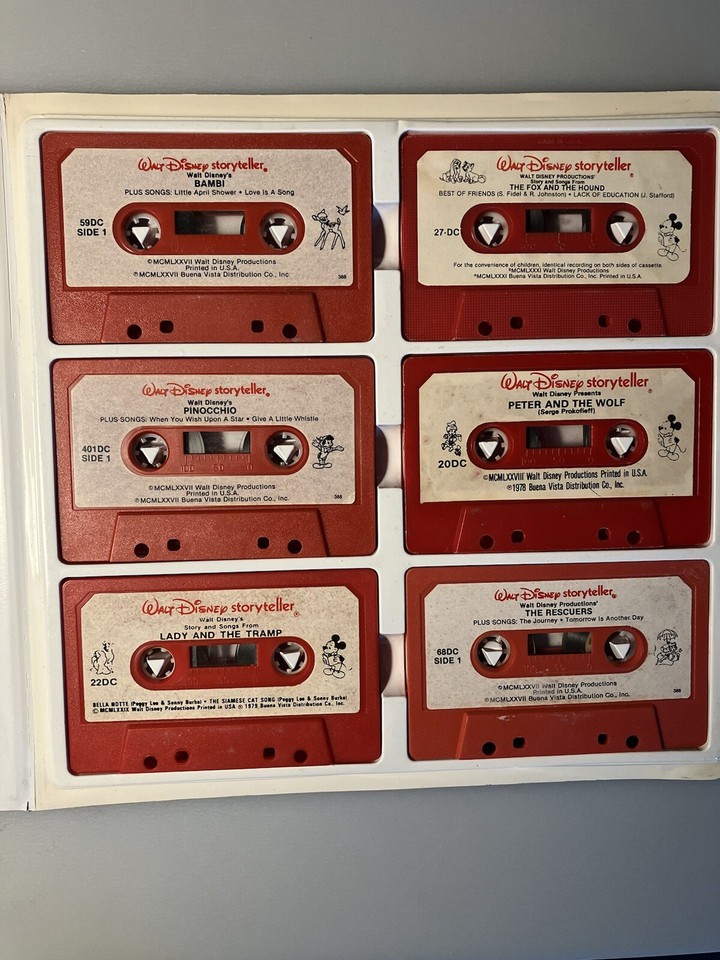 12 Walt Disney Storyteller & Songs Red Cassette Tapes 1977-79 | eBay