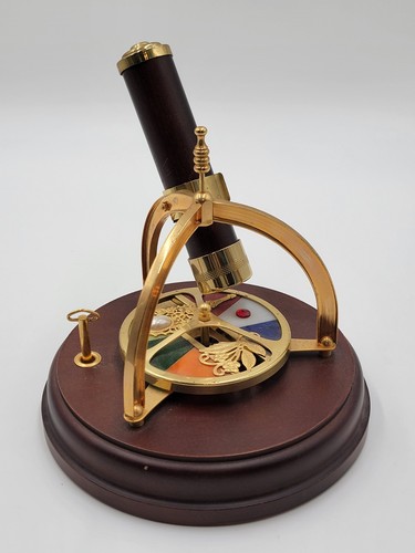 Vintage Kaleidoscope Wind Up Music Box Rotating Wood Brass Stained ...