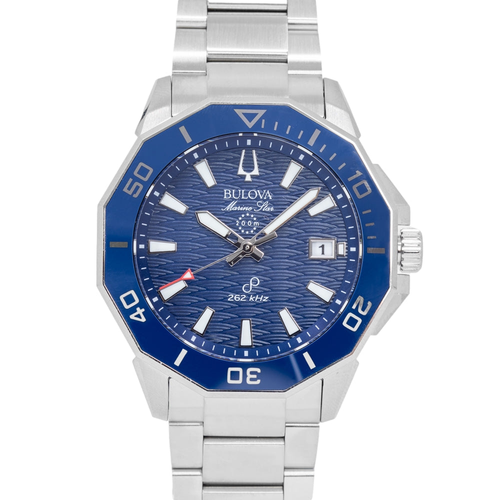 Bulova Precisionist Marine Star Sapphire 96B433 Blue Date Display Men's ...