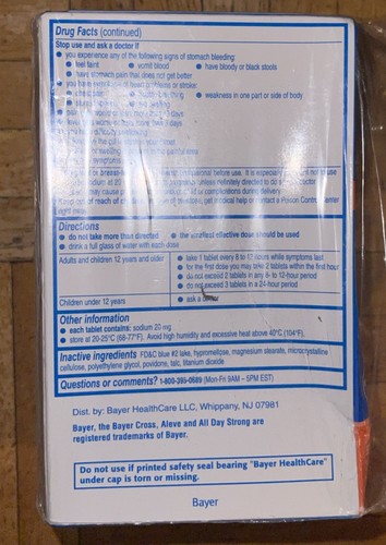 Aleve 250 Count Back And Muscle Pain Relief Tablets 220Mg Naproxen ...