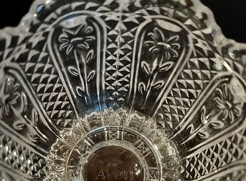 Vintage 1973 Avon by Fostoria Clear Crystal Candle/Jewelry Holder Daisy ...