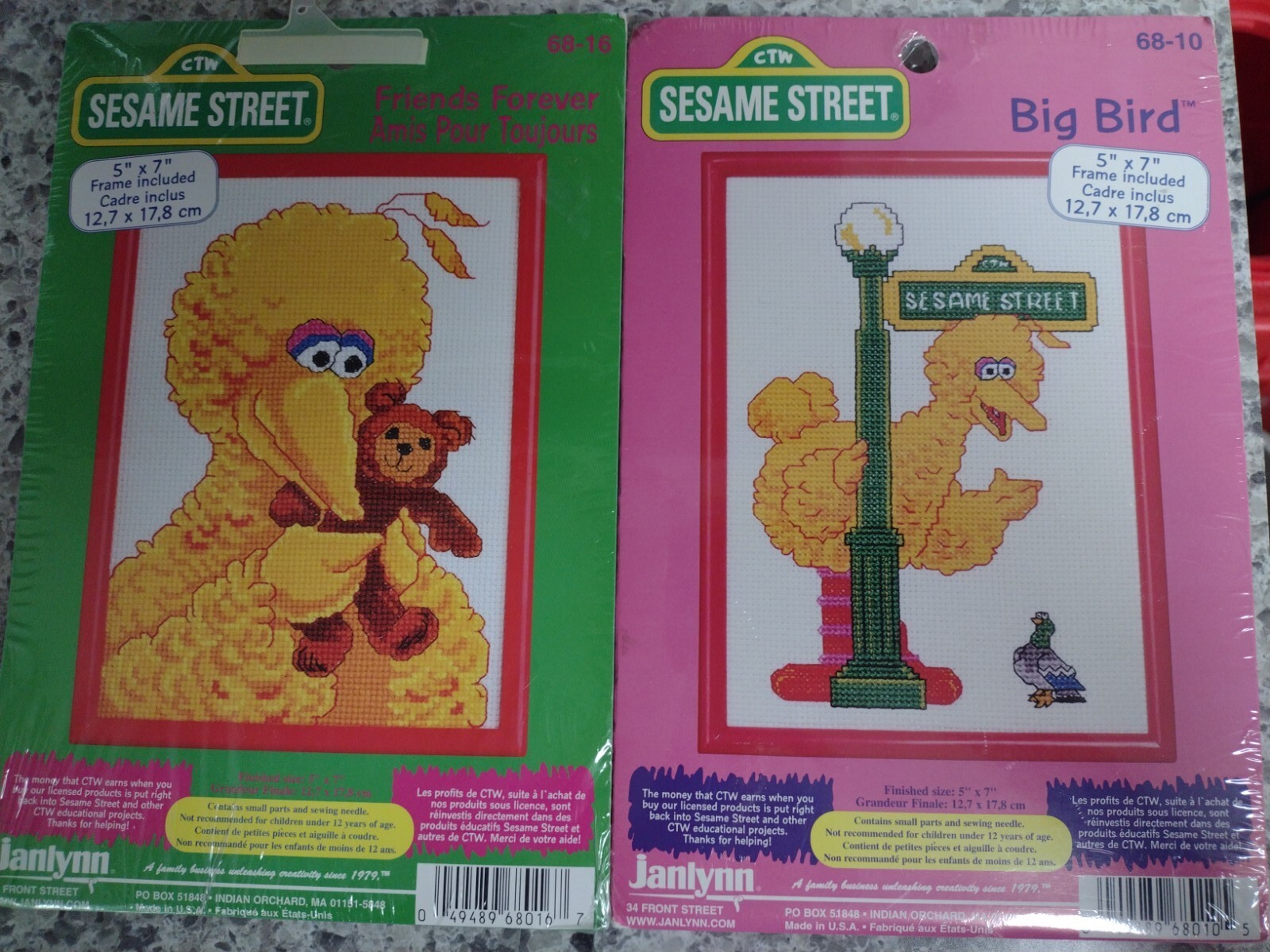 Vintage Sesame Street Big Bird Cross Stitch Needlecraft Kits 1997 Jim ...