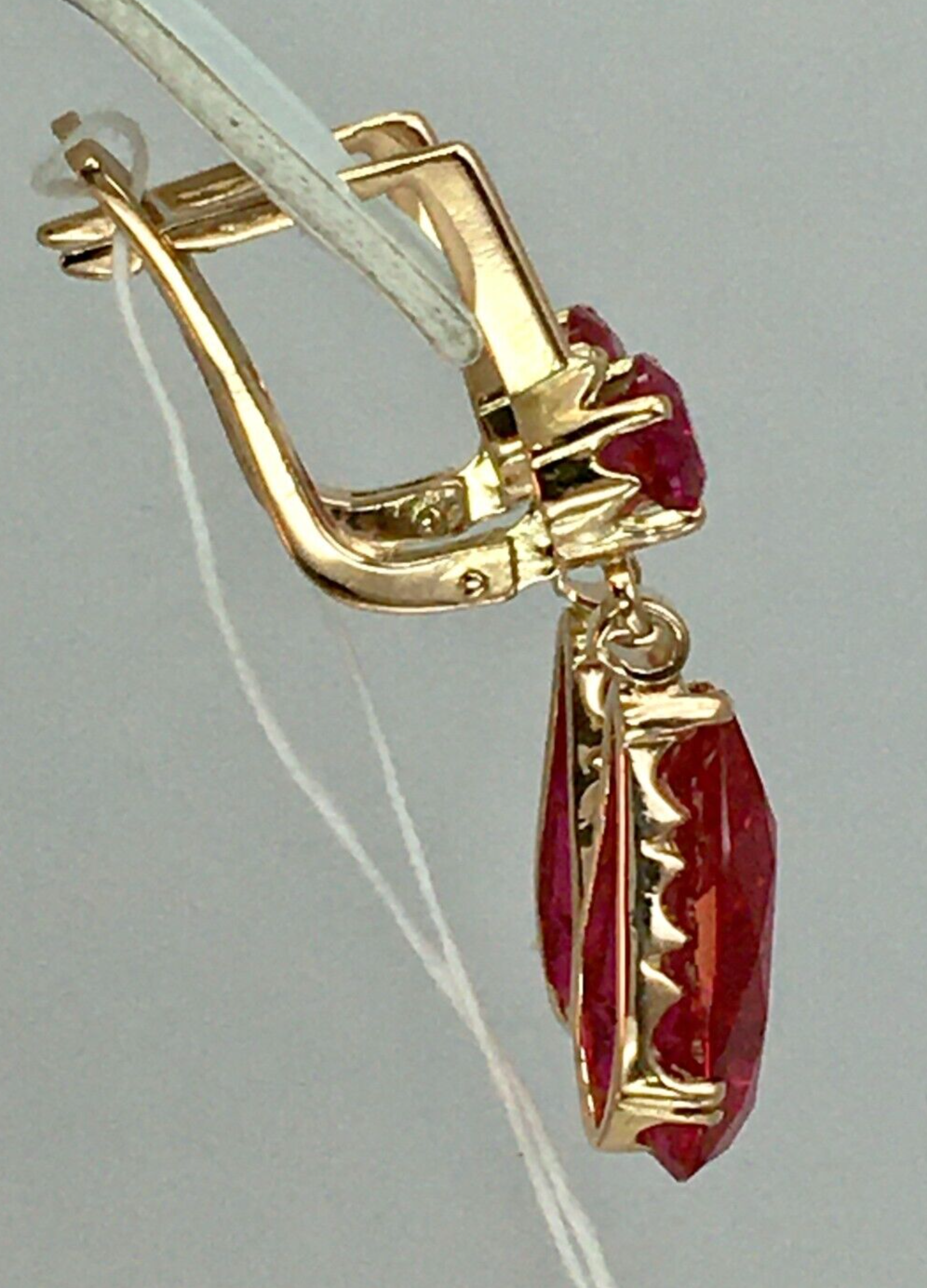 USSR Vintage Original Solid Rose Gold Ruby (lab. made) Earrings 583 14K ...