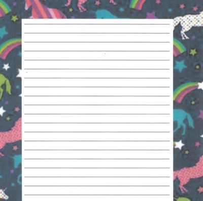 20 Sheets 5 Envelopes A5 Letter Writing Set: Unicorns pink rainbows on ...