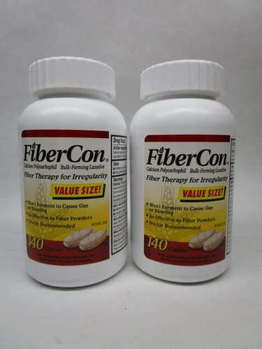 2- Fibercon Fiber Therapy Caplets For Irregularity Supplement 140ct ...