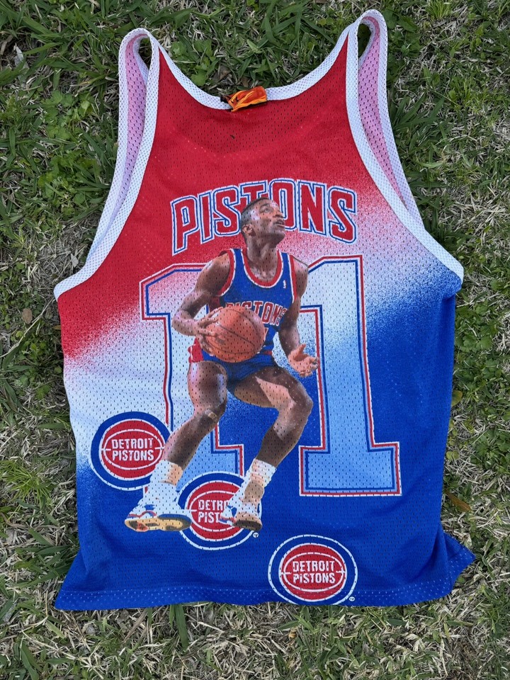 VTG Isiah Thomas Detroit Pistons Starter Hot Photoprint Jersey 90s Rare ...