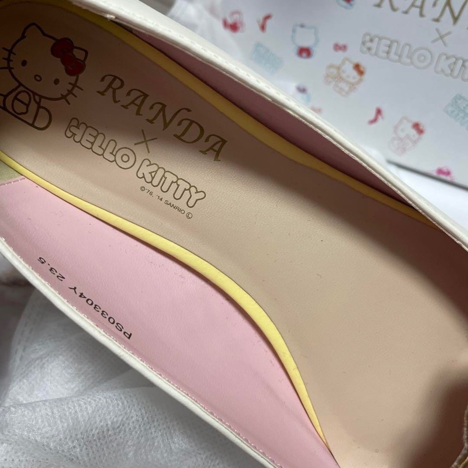 6.5 Women RANDA × Hello kitty Kawaii White pumps shoes Sanrio official ...
