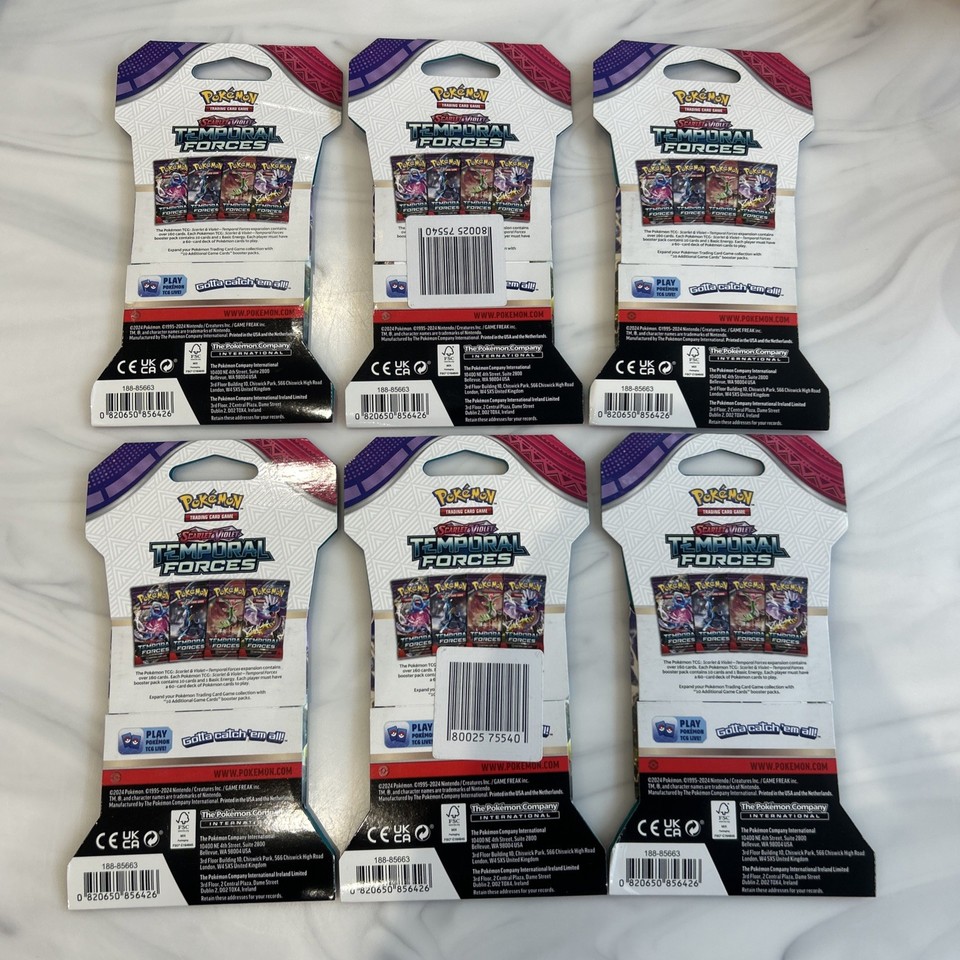 Pokemon TCG Scarlet and Violet Temporal Forces Sleeved Booster Packs x6 ...