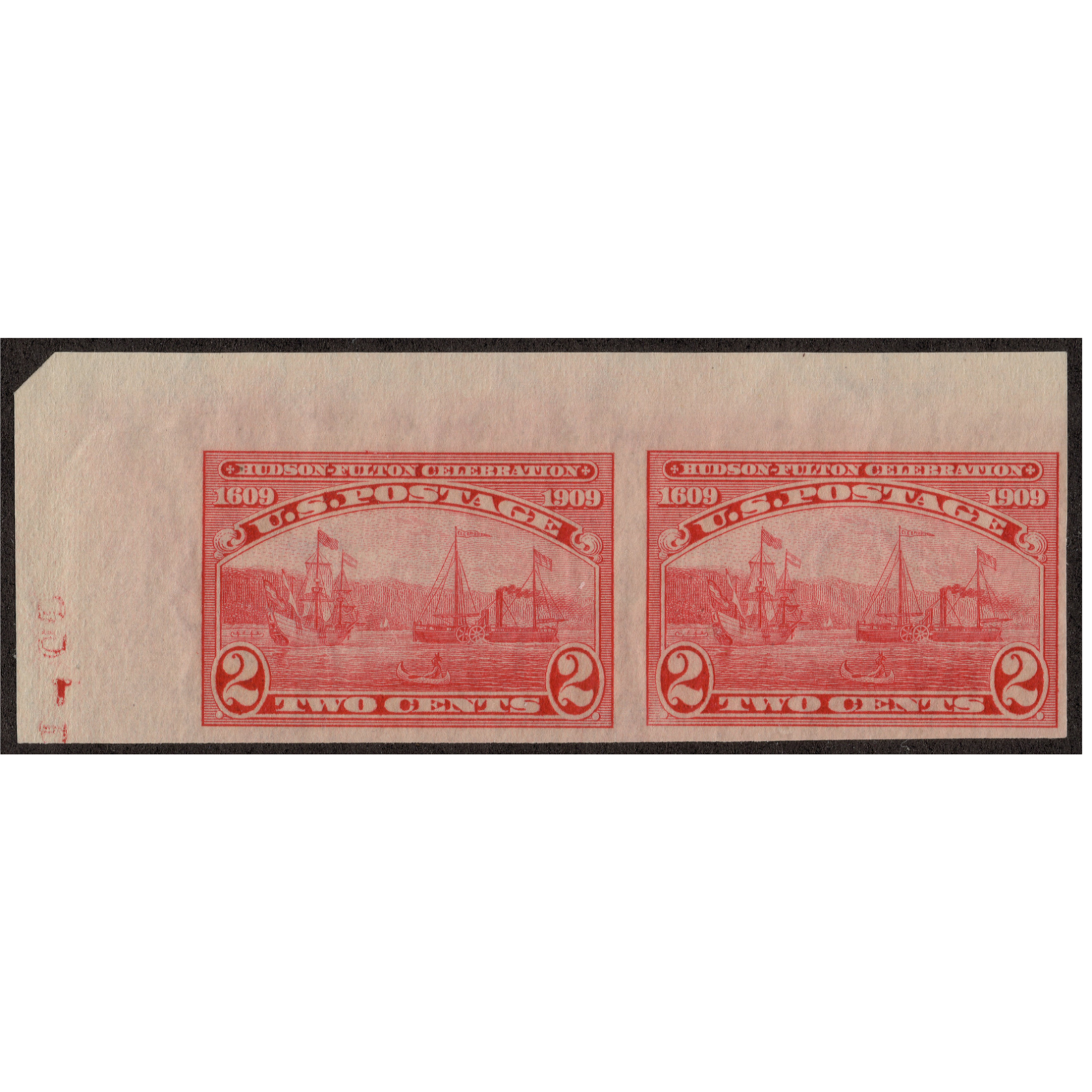 US #373 - MNH Sheet Corner Pair w/ Plate Markings in Selvage - Cat. Val ...