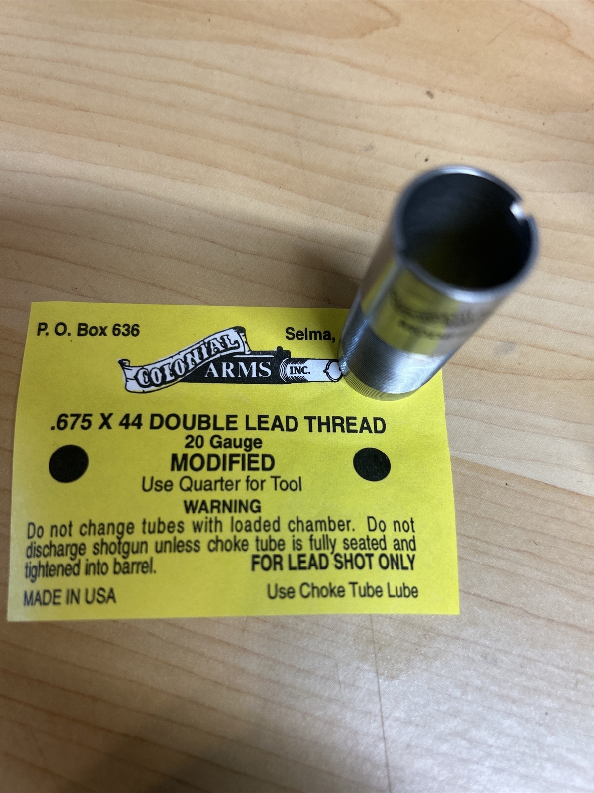 COLONIAL ARMS ".675x44 Double Lead Thread" 20 Gauge Modified Choke Tube ...