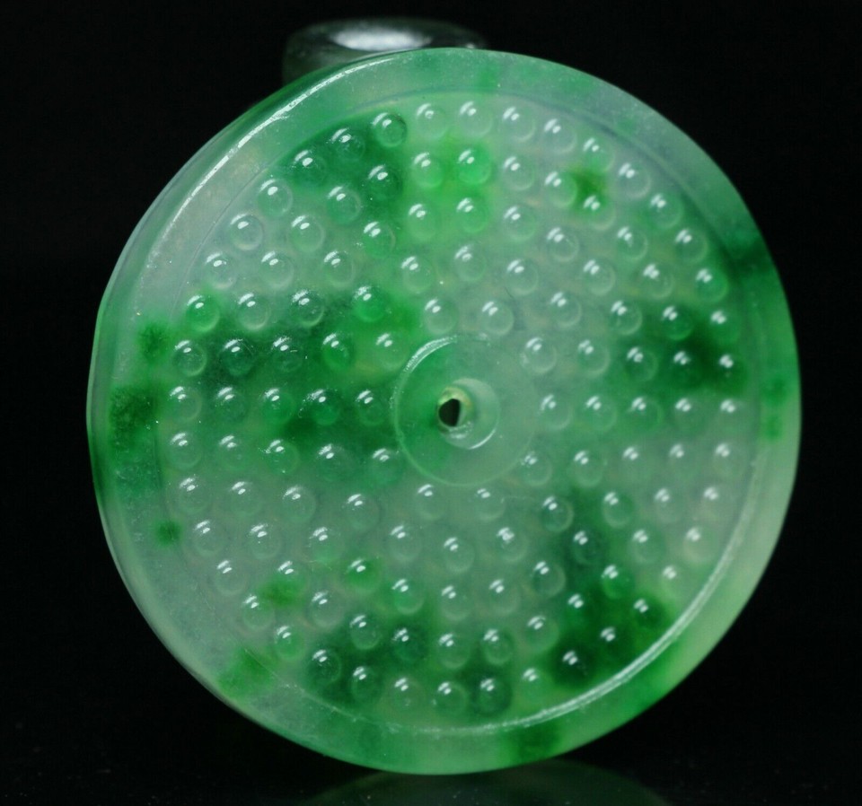 5.5X5.5 CM China Green Jade Jadeite Emerald NSC Yu Bi Huan Yubi Amulet ...