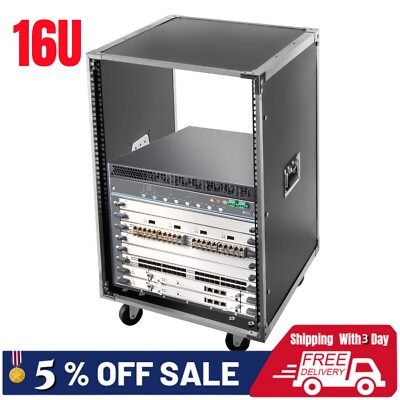 16U Cabinet Rolling Network Rack Audio Studio Video Telecom Equipment ...