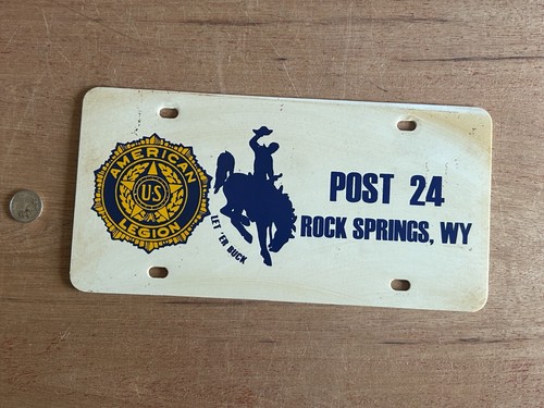 American Legion License Plate Rock Springs WY Post 24 Vintage Plastic ...