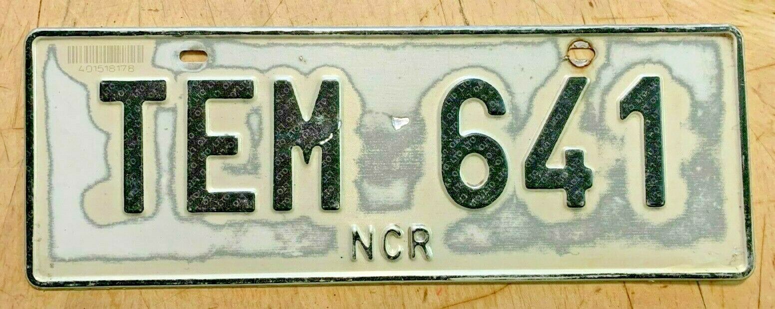 PHILIPPINES AUTO LICENSE PLATE " TEM 641 " NCR NATIONAL CAPITAL REGION ...