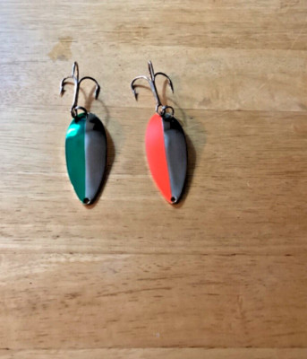 TWO (2) Little Cleo Lures-1 each Nickle/Fire Orange & Nickle/Green- 3/4 ...