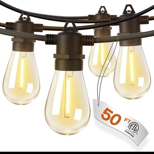 Addlon 50FT LED Outdoor String Lights with Edison Shatterproof Bulbs ...