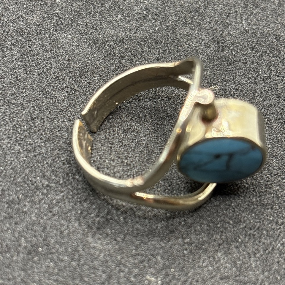 Sterling Silver 925 Flip Ring Mother Of Pearl Turquoise Adjustable Size ...