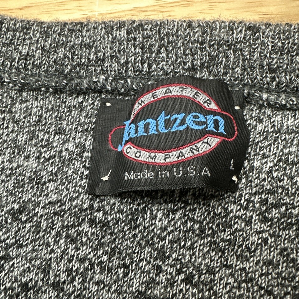 Vtg Jantzen V Neck Pullover Sweater Men’s L Large Salt And Pepper Gray ...