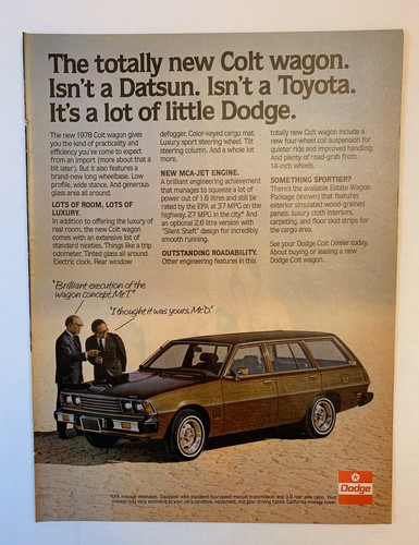 1978 Dodge Colt Wagon Print Ad Original Vintage It’s A Lot Of Little ...