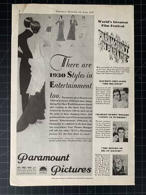 Vintage 1930 Paramount Pictures Print Ad | eBay