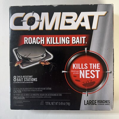 Combat Roach Killing Bait, 8 Large Bait Station, Kills the Nest, Child ...