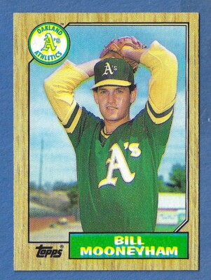 YELLOW PRINT ERROR 1987 TOPPS BASEBALL ROOKIE CARD #548 BILL MOONEYHAM ...