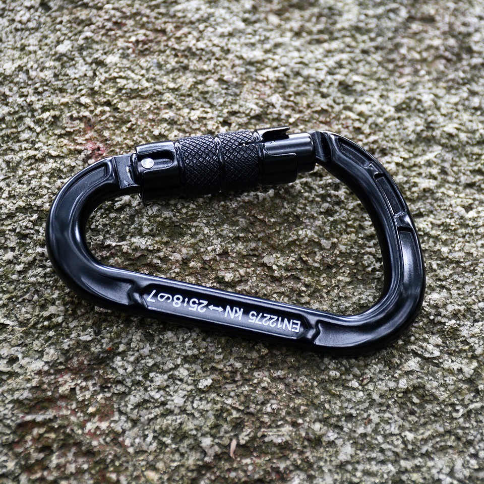 25KN HMS Pear-shape Auto-locking Carabiner Belaying Rappelling Anchor ...