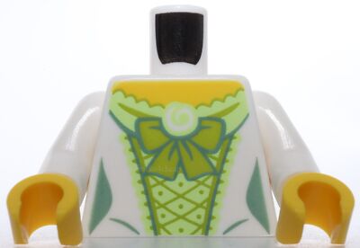 Lego Torso Female Dress Yellowish Green Corset Lime Laces and Bow Neck ...